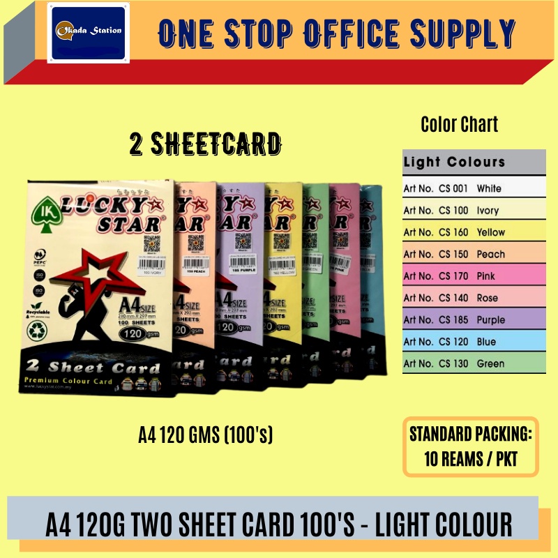 OKADA A4 2 Sheet Card 120gsm / Two Sheets Card / Colour Card / Kard ...