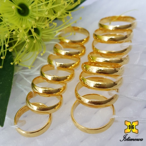 ISTIMEWA 916 Gold Solid Plain Rings// Cincin Belah Rotan Licin Padu ...
