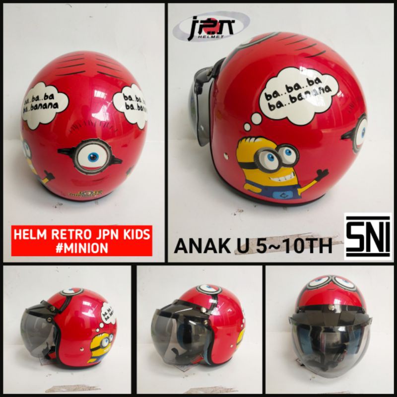 MERAH Jpn kids junior Children's retro Helmet with banana Minion motif ...