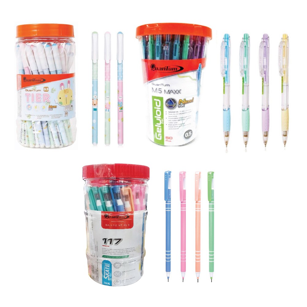 Quantum Ballpoint Pen 0.5/0.7 Mm. (50 Pcs) Blue Ink [S24] | Shopee Malaysia