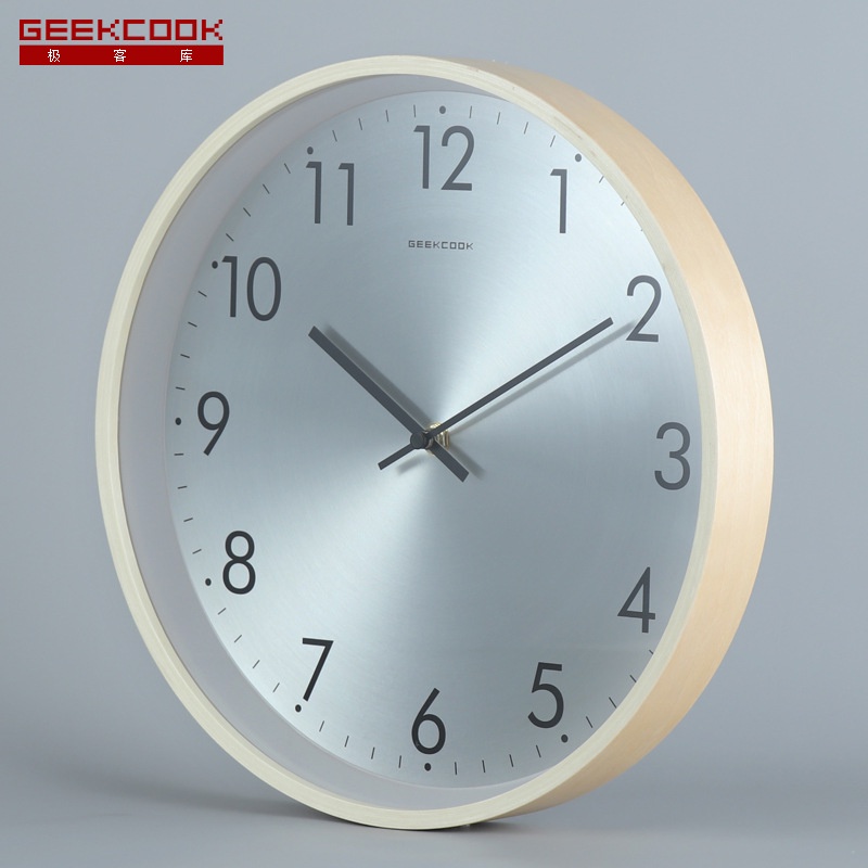 Nikko Gold Moonlight Silver Silent Wall Clock Curved Metal Wood High ...