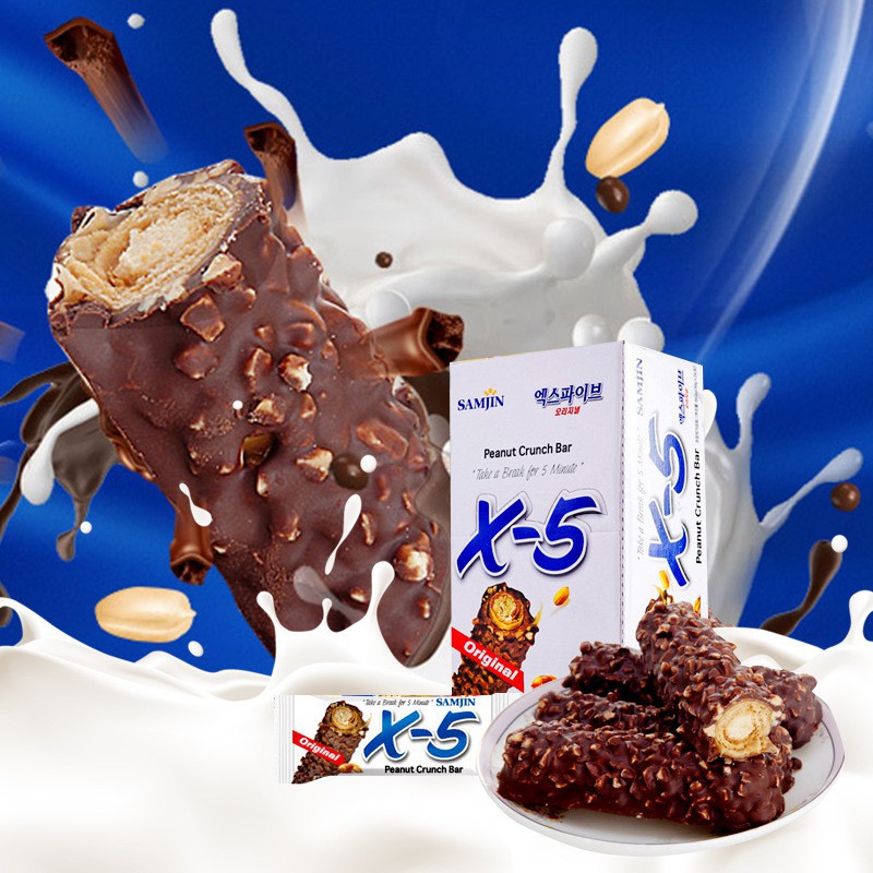 Samjin X-5 X5 Peanut Chocolate Crunch Bar 36g / Wafer Roll Chocolate ...