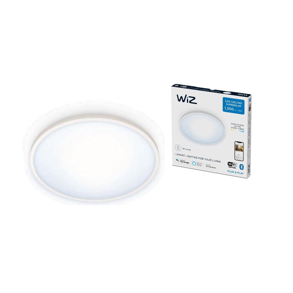 PHILIPS WiZ LED Super Slim Ceiling Light Smart Tunable Warm to Cool White 14W 16W (2700K to ...