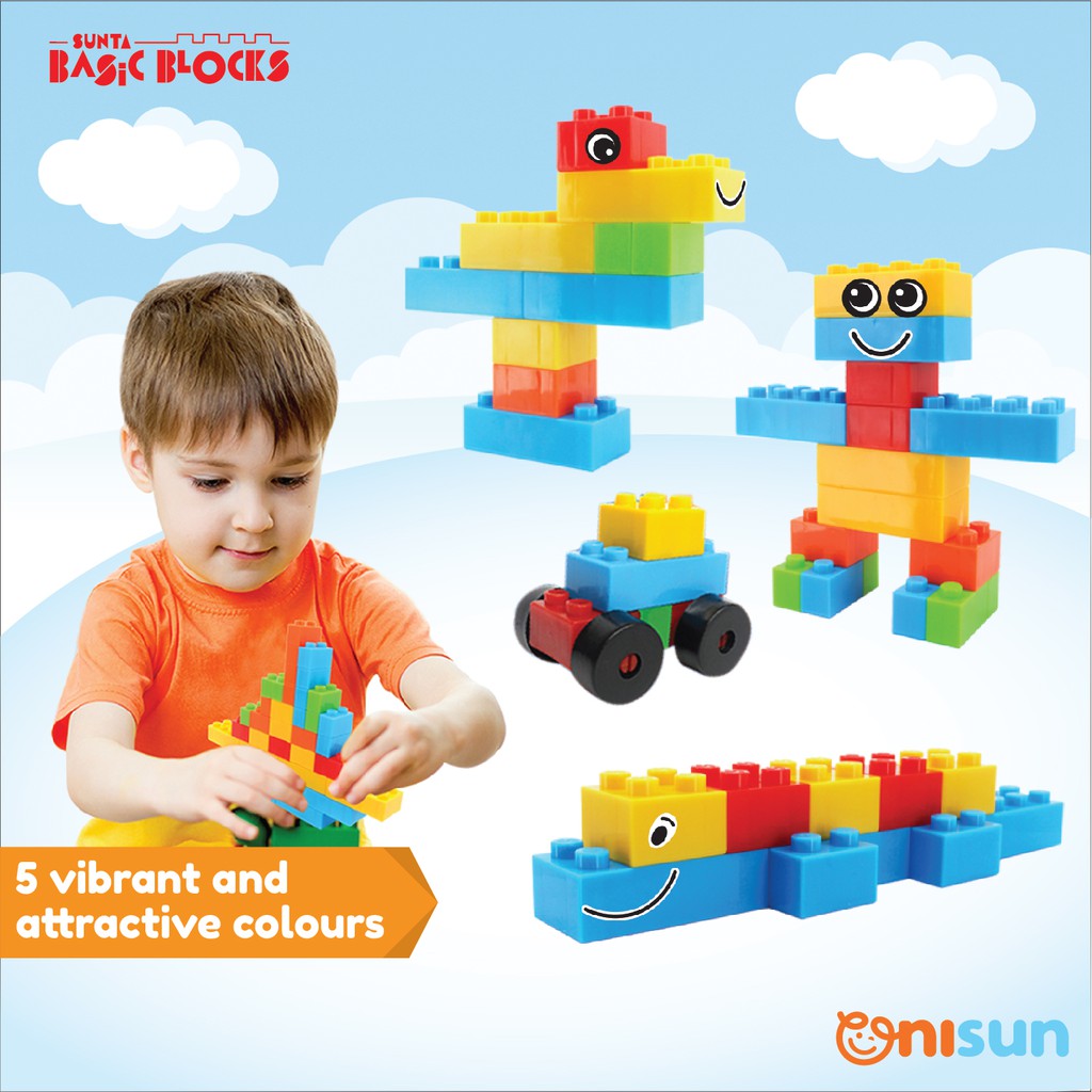 SUNTA 54pcs Non-toxic Basic Building Block With FREE Stickers ...