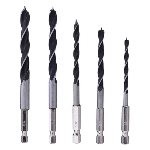 MKR 5PCS Drill Bit Set 1/4 Hex Shank Wood HCS Drill Bit Set | Shopee ...