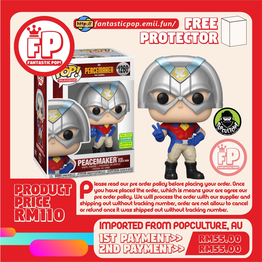 Funko POP : DC : Peacemaker - Peacemaker With Peace Sign (1260) (Funko ...