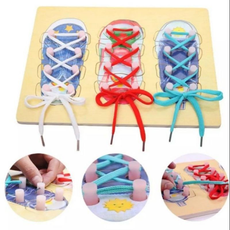 3 Shoelaces Board (Lacing activity for kids) | Shopee Malaysia