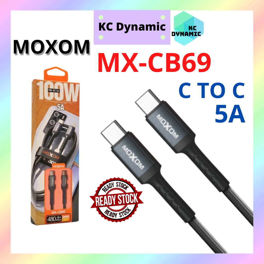 Original Moxom Cable MX-CB69 1m 100W 5A Super Fast Charging Cable Type ...