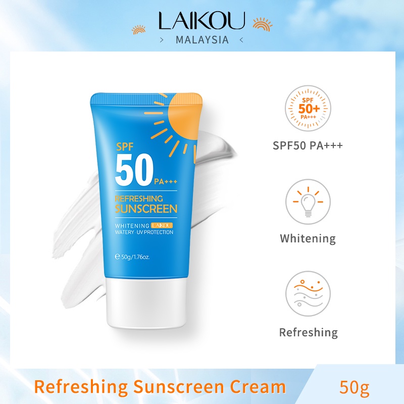 LAIKOU Pelindung Matahari yang Menyegarkan Pelindung UV Pemutih Wajah Sunblock Badan SPF50 PA ...