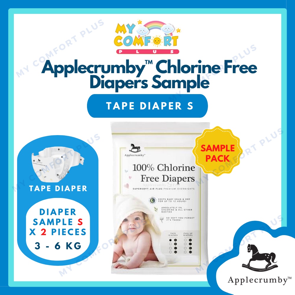 (Sample Pack) Applecrumby™ Chlorine Free Diapers Sample 2 Pieces Per ...