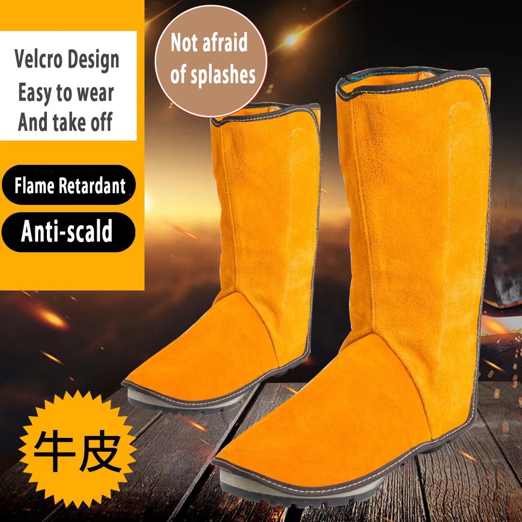 Welding Foot Protector Shoe Cover Cowhide Welder Leg Protector Velcro ...