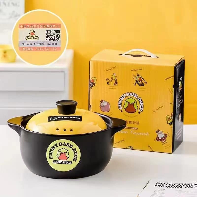 Small yellow duck clay pot Casserole Stew/Soup Cooking Stone ...