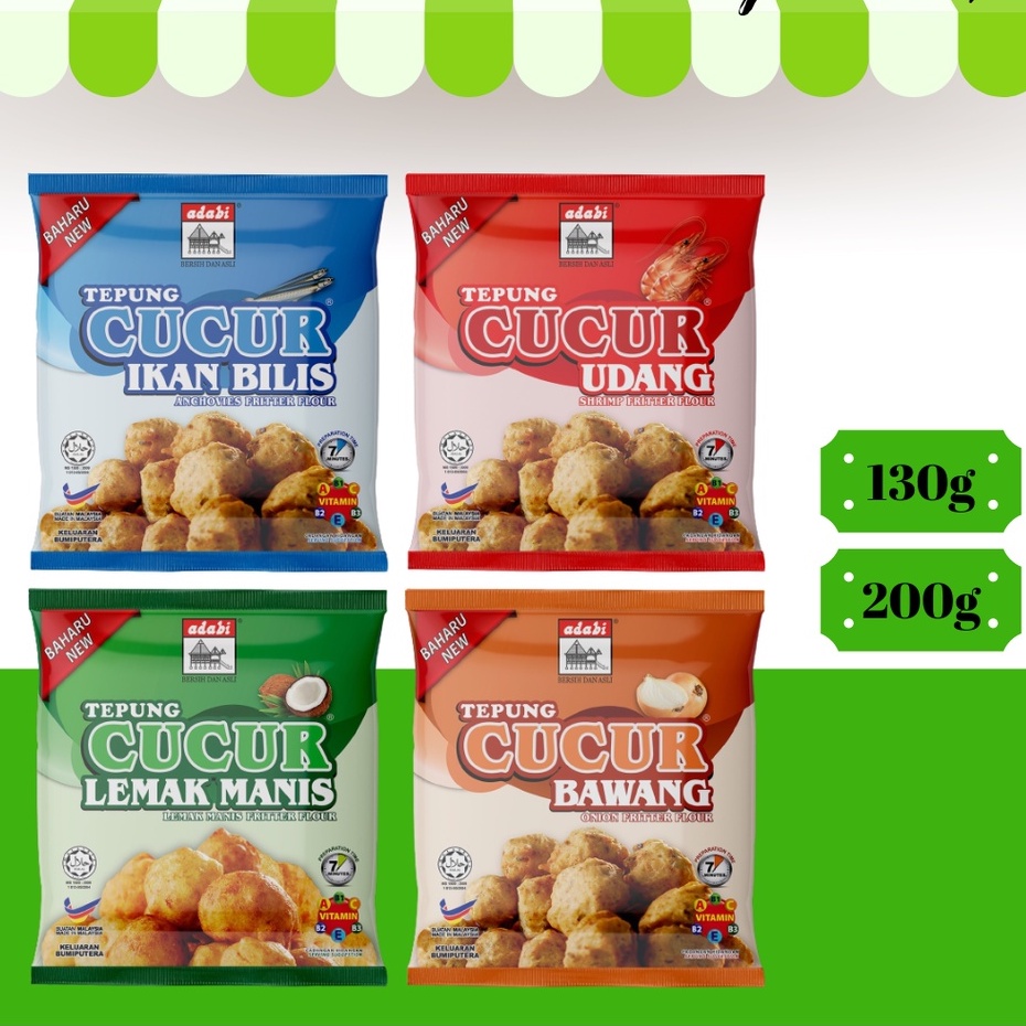 ADABI Tepung Cucur Udang / Ikan Bilis / Lemak Manis (130g-Mini Pack ...