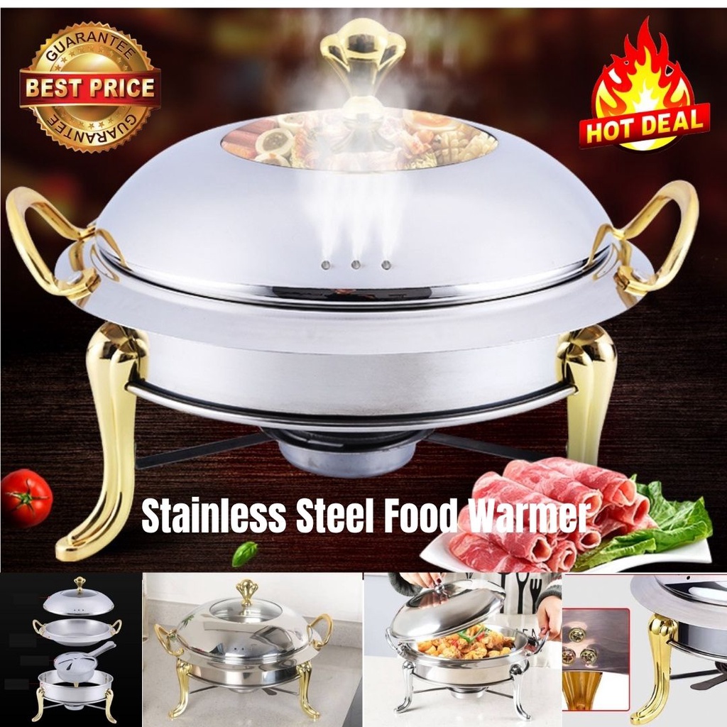 [Ready Stock]Stainless Steel Buffet Royal Gold Set 26cm Round Chafing ...