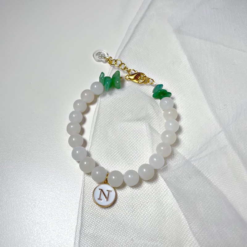 PUTIH HIJAU Saadi Ganoor Premium White Green Agate Chie Name Initial ...
