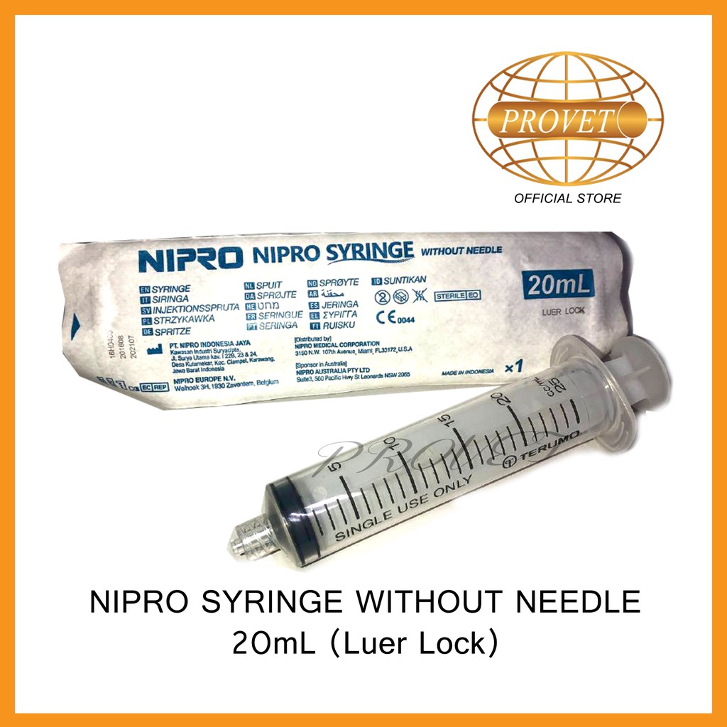 NIPRO SYRINGE without needle 20mL LUER LOCK (1 pc) | Shopee Malaysia