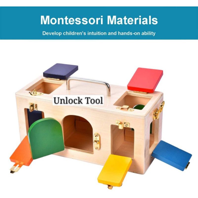 Wooden Montessori Lock Box for Early Learning Educational Practice ...