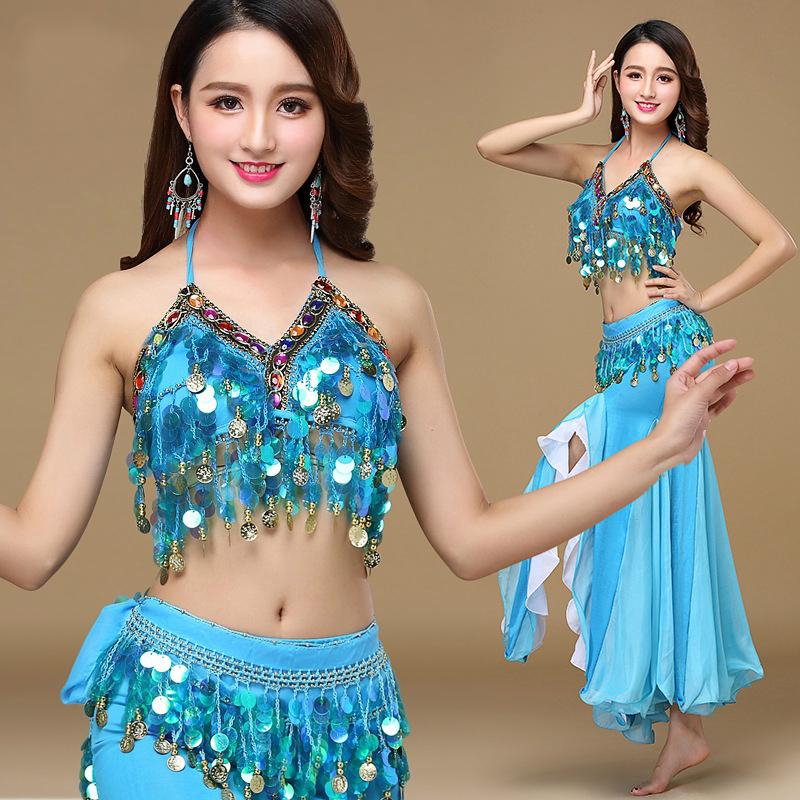 3pcs Set Top Skirt Belt Belly Dance Costume Bollywood Costume Indian