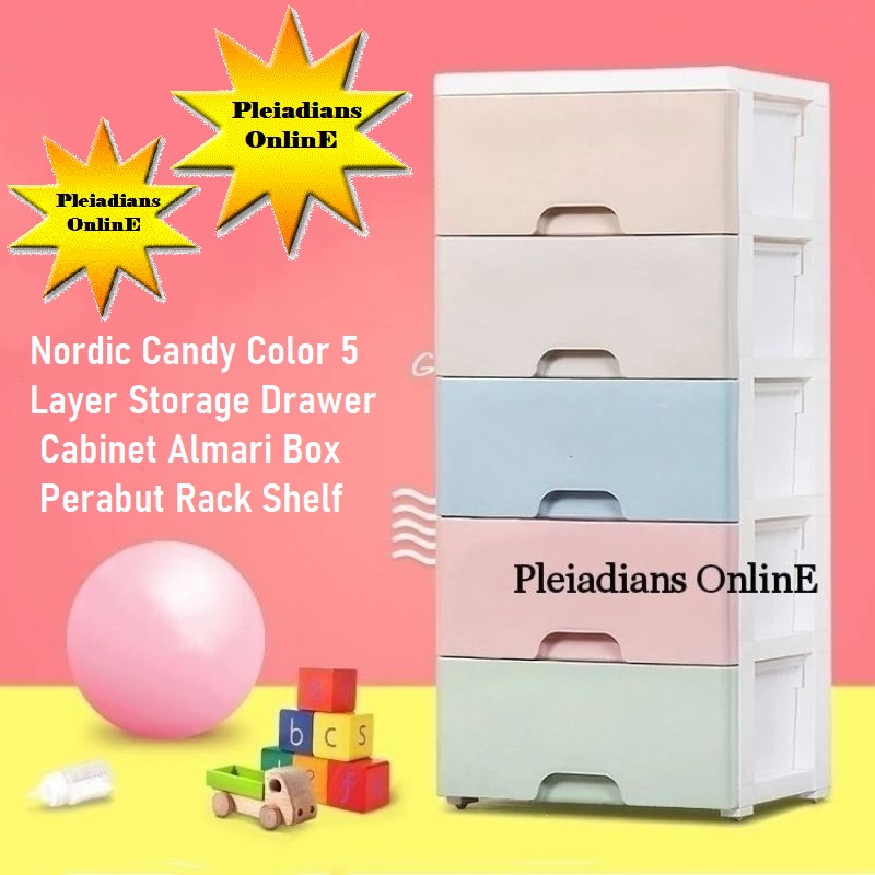HOMIEE Nordic Candy Color Storage Drawer Cabinet Almari Perabut Rack ...