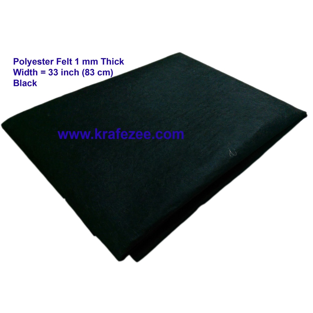 Kain Felt Poly Nipis Poly Felt Fabric 1mm - Black (1 meter) | Shopee ...