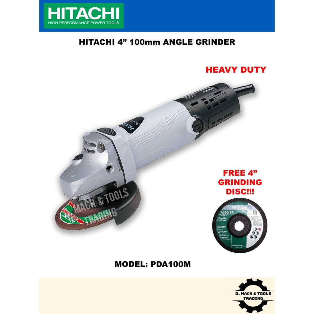 HITACHI PDA100M 4" 100mm Angle Grinder with Snap Switch (Free Grinding ...