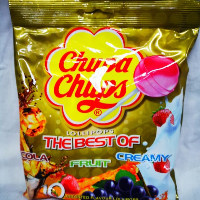 CHUPA CHUP LOLLIPOPS THE BEST OF COLA,FRUIT,CREAMY 110G(10'S) | Shopee ...