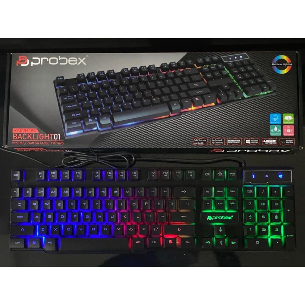 PROBEX USB LED RAINBOW BACKLIGHT GAMING KEYBOARD (KB-BL01) | Shopee ...