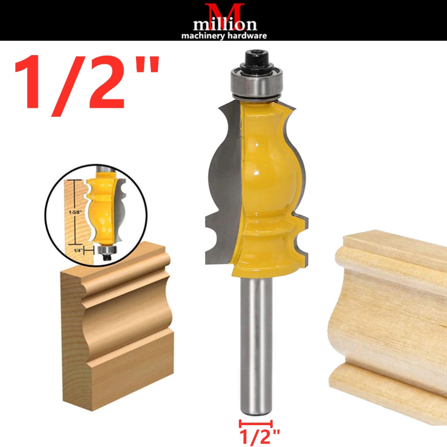 1/2" Shank Architectural Cemented Carbide Molding Handrail Router Bit ...