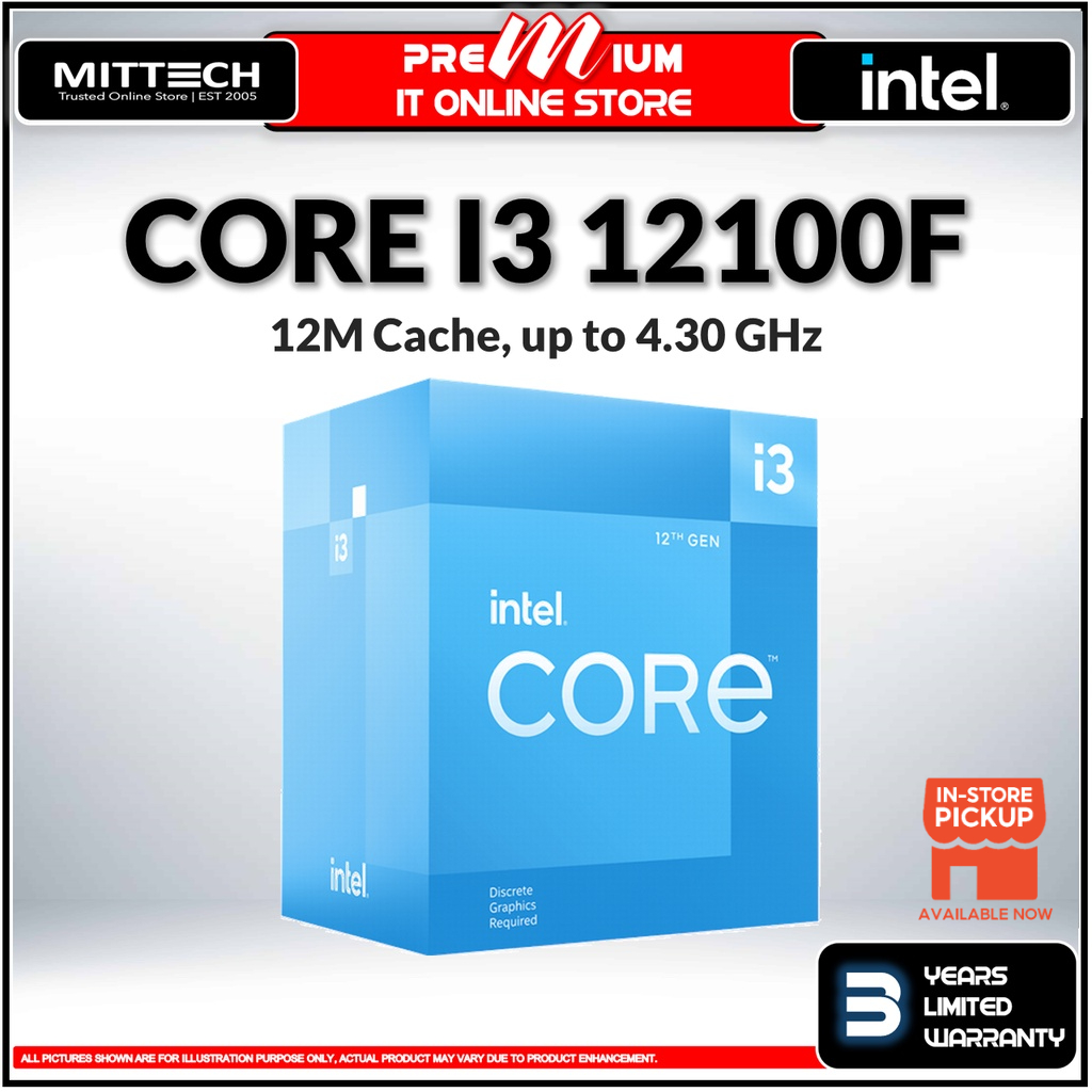 Intel Core i3-12100F Processor 12M Cache, up to 4.30 GHz Processor | LGA1700 | Shopee Malaysia