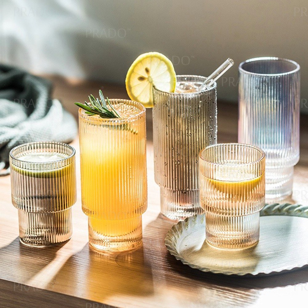 PRADO Origami Style Glass Cup Transparent Tea Coffee Ice Beer Mug Heat ...