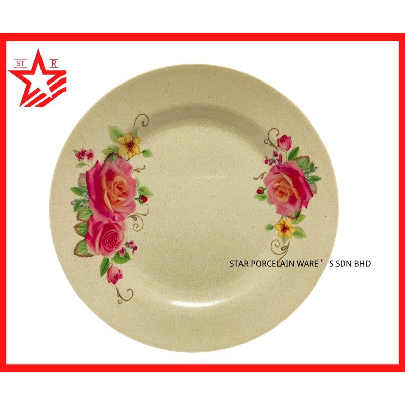 Melamine ROUND RIM PLATE (PINK ROSE)浅圆盘 (粉红花) PINGGAN MELAMINE | Shopee ...