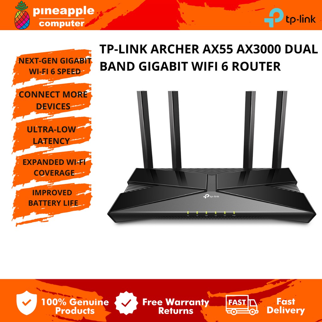 TP-LINK Archer AX55 AX3000 Dual Band Gigabit WIFI 6 Router | Shopee ...
