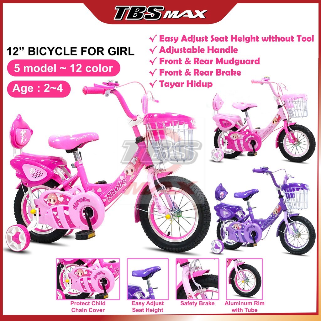Saiz 12" Basikal Budak Perempuan / 12" Kids Bicycle Girl / Basikal ...