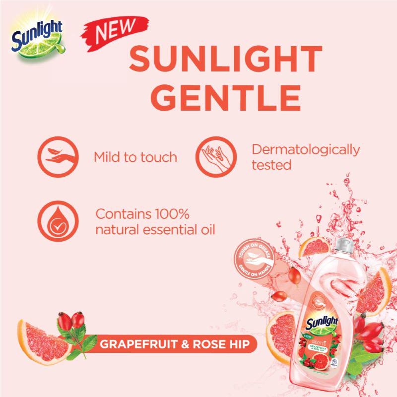 [Bundle of 4] Sunlight Dishwash Liquid Gentle Grapefruit & Rose Hip ...
