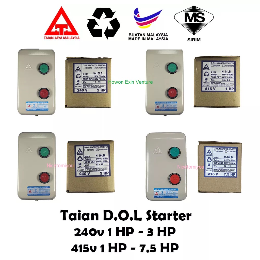 TAIAN JAYA DOL Magnetic Starter Motor Starter Water Pump Starter 240V ...