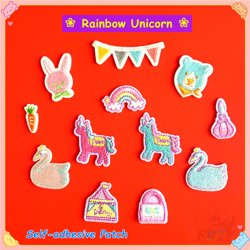 Rainbow Unicorn - Cute Cartoon Animals Self-adhesive Sticker Patch 1Pc DIY Sew on Iron on Badges ...