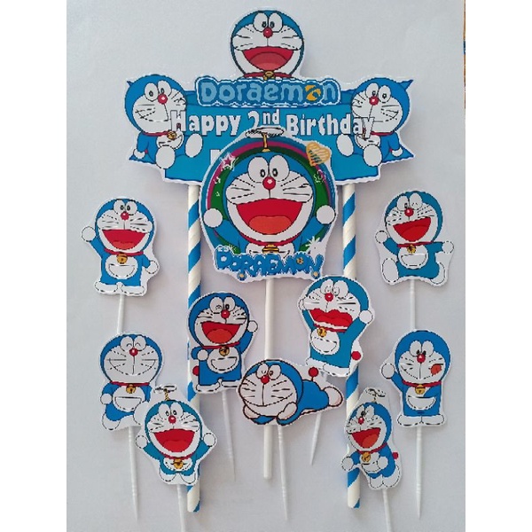 Custom NAME DORAEMON CAKE TOPPER - BIRTHDAY CAKE DECORATION | Shopee ...
