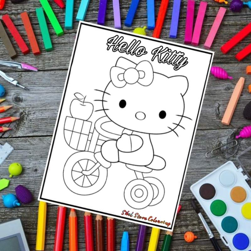 Hello Kitty Theme Children's Coloring Paper 01 / Drawing Paper (10 ...