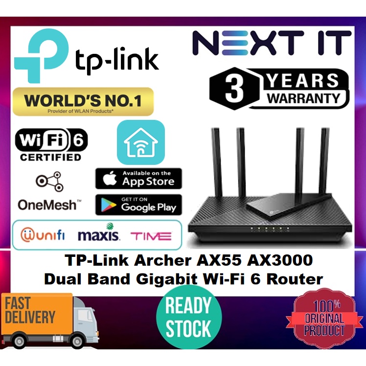 [READY STOCK] TP-Link Archer AX55 AX3000 Dual Band Gigabit Wi-Fi 6 ...