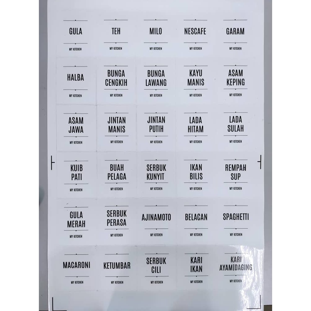 Sticker Dapur Transparent Kalis Air/ Bahasa Melayu (30 pcs) | Shopee ...