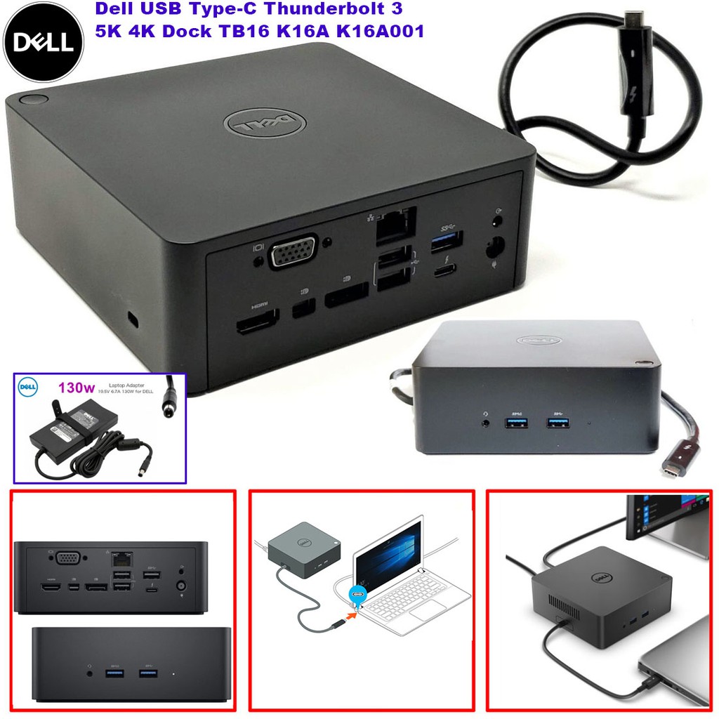 Dell USB Type-C Thunderbolt 3 5K 4K Dock TB16 K16A K16A001 Type C ...
