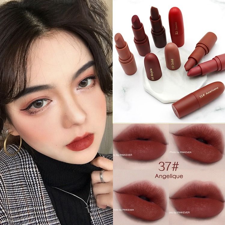 [Ready Stock] ins Matte Lipstick Long-Lasting Moisturizing Waterproof ...