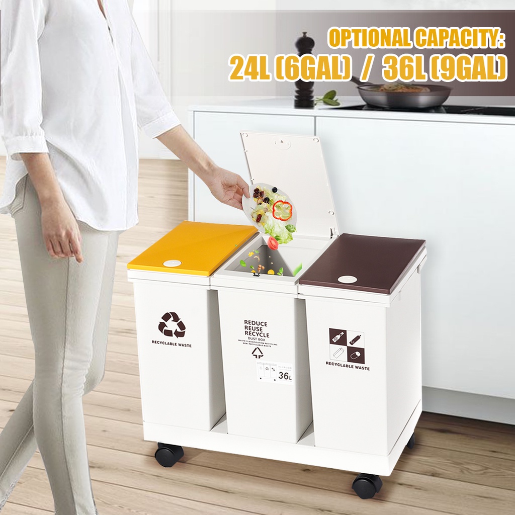 xKitchen Sorting Waste Bin Home Corner Garbage Bucket Floor Standing ...