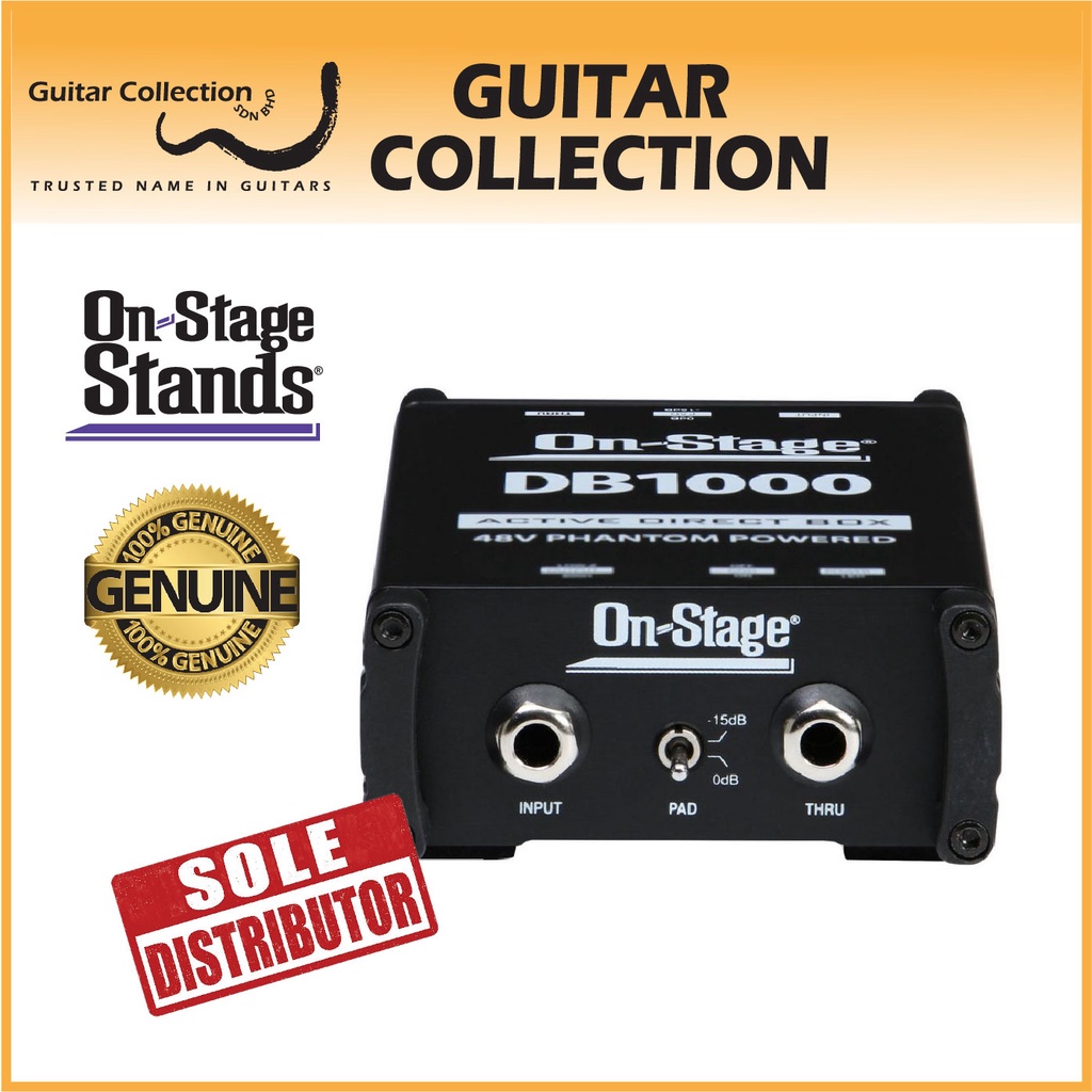On Stage DB1000 Active DI Box | for Acoustic / Electric / Bass Guitar ...