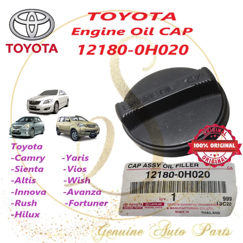 ( 100% ORIGINAL ) TOYOTA Engine Oil Cap 12180-0H020 Toyota Vios Camry Innova Avanza Hilux Sienta ...