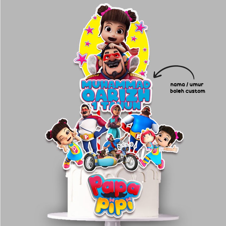 CAKE TOPPER PAPA PIPI ZOLA CUSTOM NAME FAST DELIVERY | Shopee Malaysia