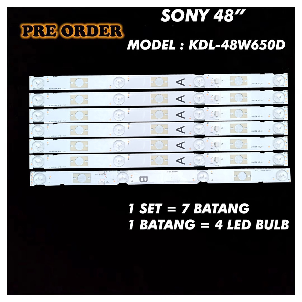 SONY 48" KDL-48W650D LED TV BACKLIGHT LED TV LAMPU LAMP BAR LAMPU TUBE ...