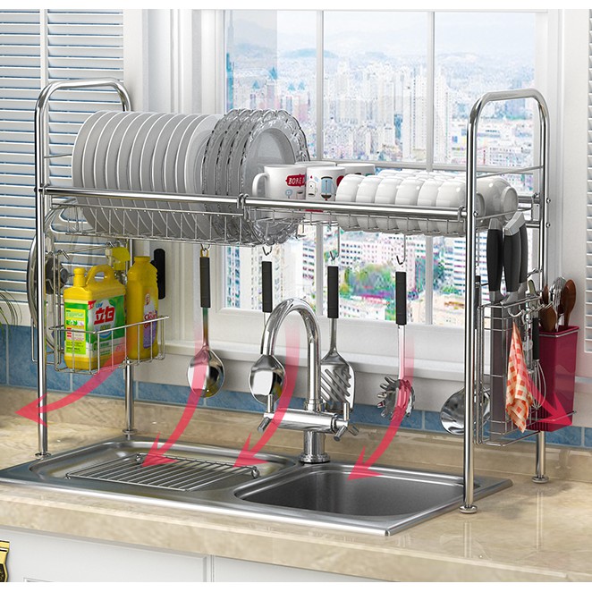 Rak Pinggan Mangkuk Singki Besi Tahan Karat Corak Moden / Stainless ...