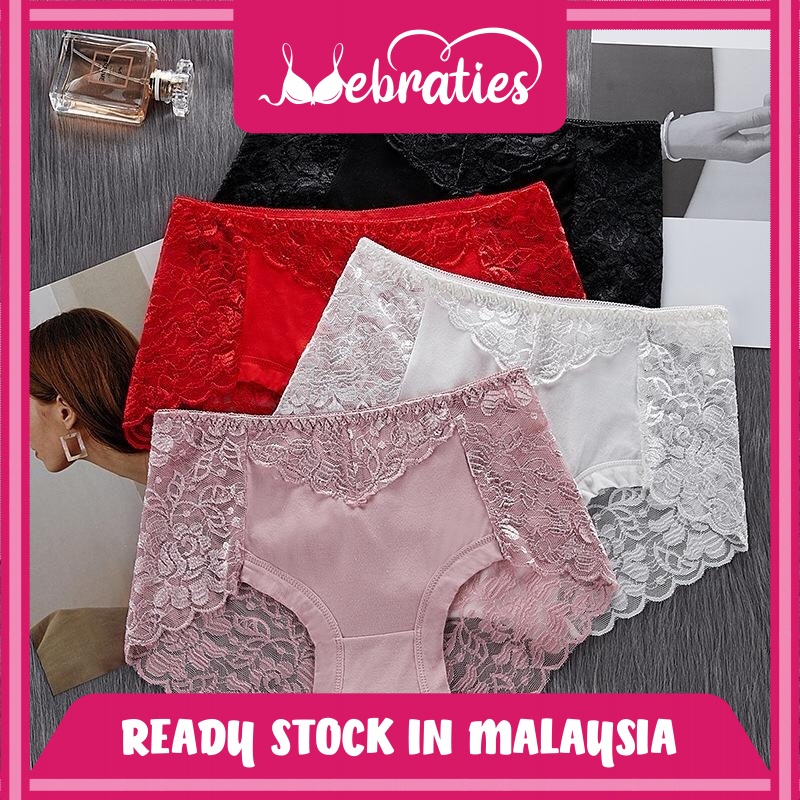 【mebraties】womens Mid Waist Sexy Lace Panties Seamless Underwear