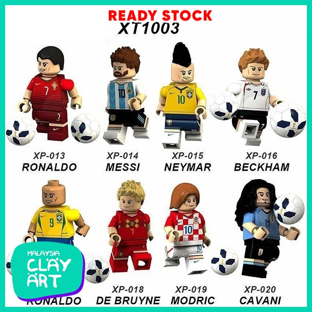Soccer Player Minifigures Building Blocks Ronaldo Messi Beckham Neymar ...